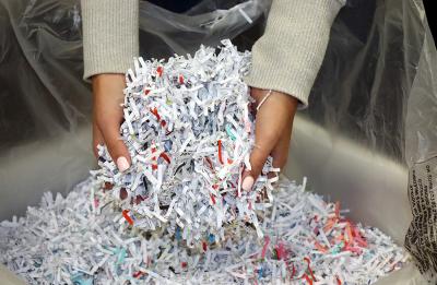 UW-Stout shredded campus office paper being recycled into tissue paper ...