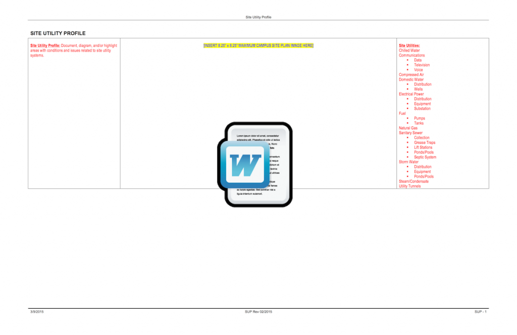 Site Utility Profile Template | Home - Capital Planning & Budget