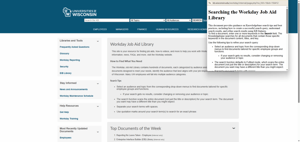Find Workday job aids faster with new search tips | Workday