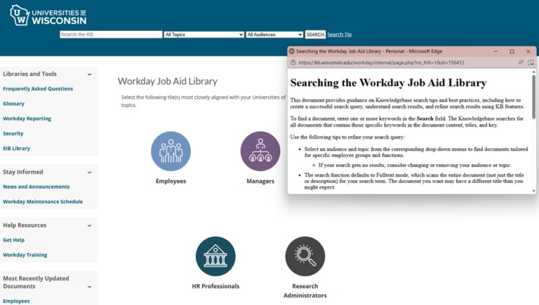 Find Workday job aids faster with new search tips | Workday